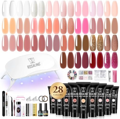 Amazon.com : Modelones Poly Nail Gel Kit 8 Rosy Pink Colors with 48W U ...