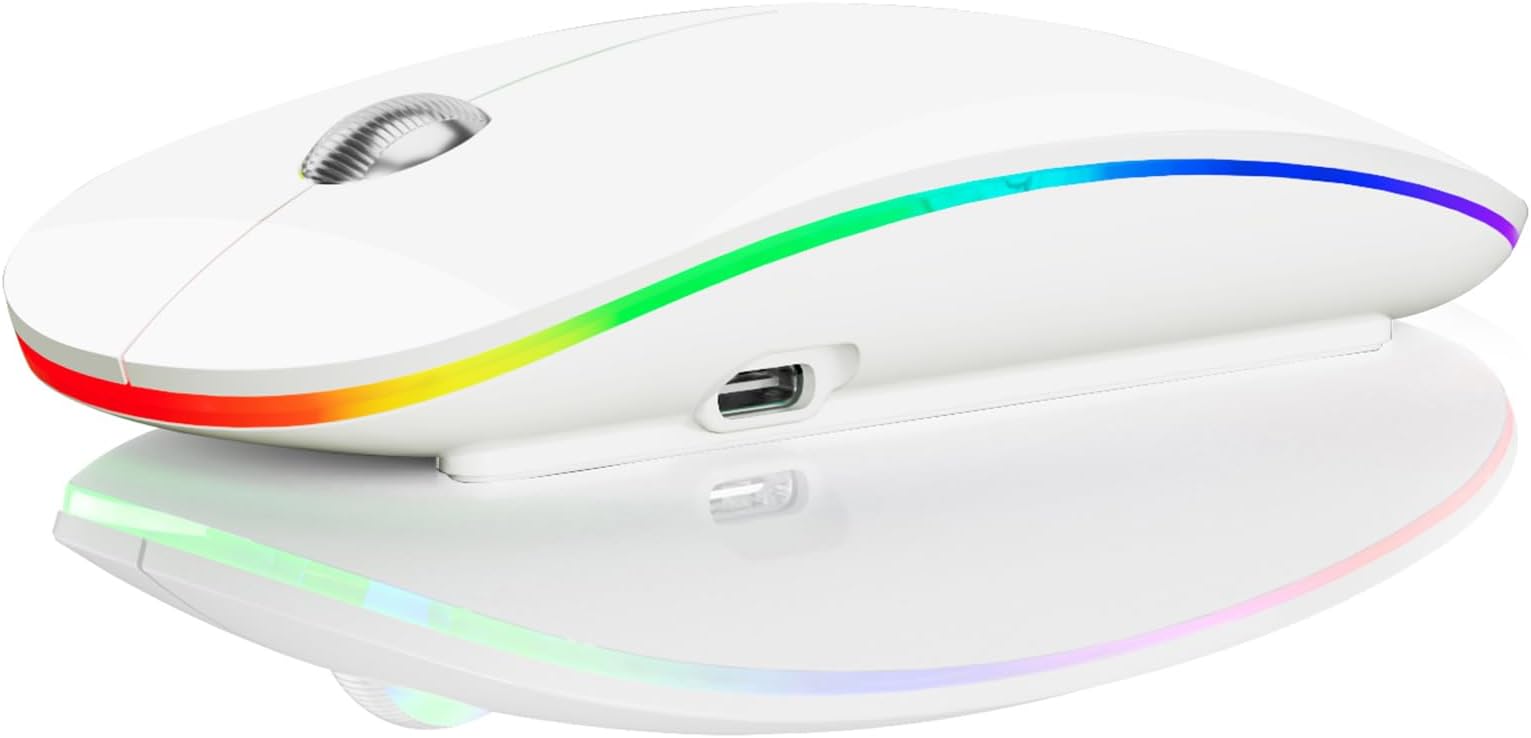 Amazon.com: WREANU Wireless Mouse Bluetooth Mouse Rechargeable LED ...