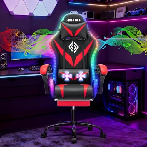 Amazon.com: HOFFREE Gaming Chair Massage with Bluetooth Speakers and ...