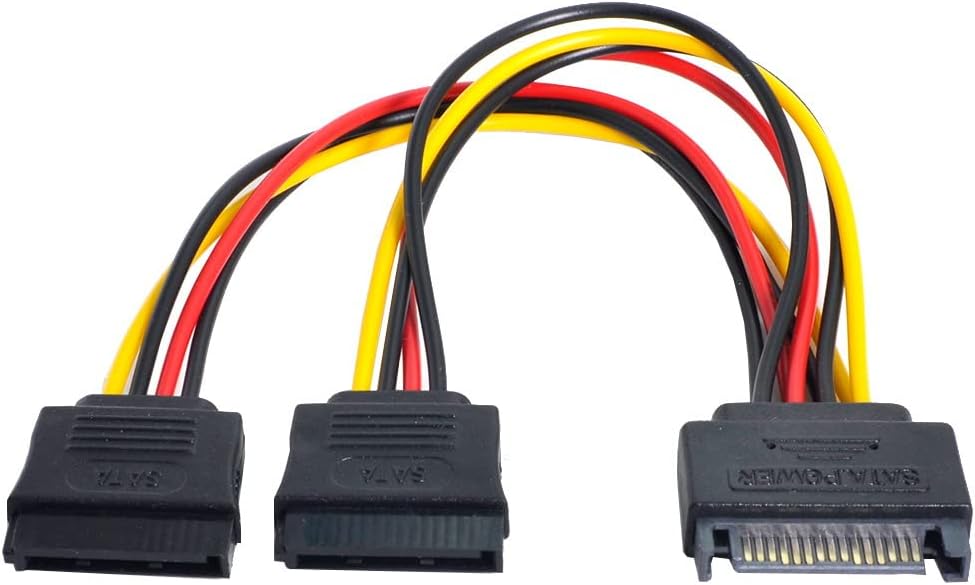 CY 15Pin Power Cable SATA Disk Power Male to Dual Female Splitter Y 1 ...