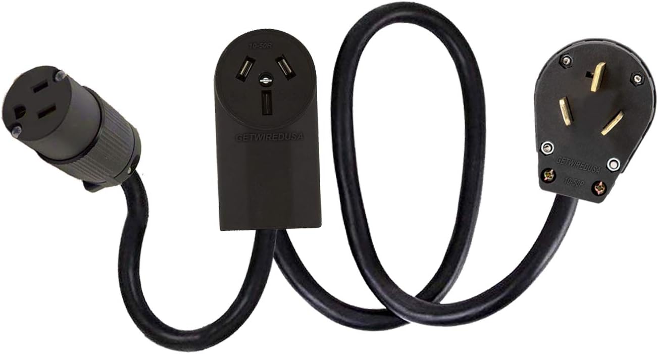 Y Adapter 2-Way Connector 220/250V 10-50P Male 3-Pin Plug To Stove Oven ...