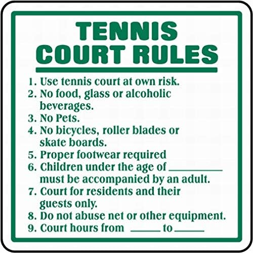 Amazon.com: Fsdva Warning Sign Safety Sign 12x12 Tennis Court Rules ...