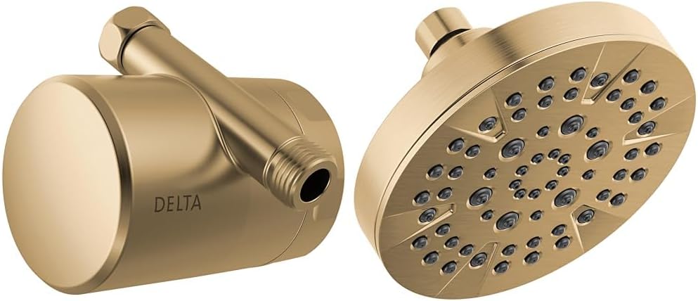 Delta Faucet 5-Setting Shower Head Gold with Clarifi Standard Shower ...