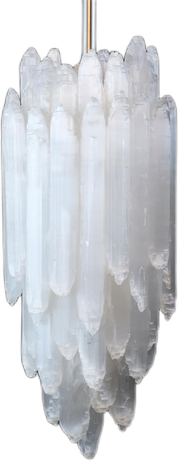 Selenite Crystal Pendant Light Fixture, Mountain Peak Shaped Crystal ...