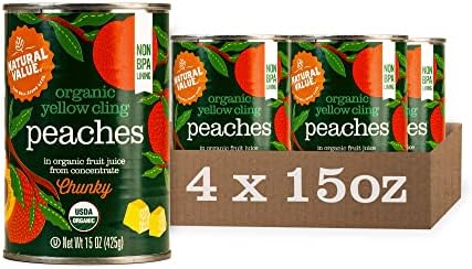 Amazon.com : Natural Value Organic Yellow Cling Chunky Peaches, 15 oz ...