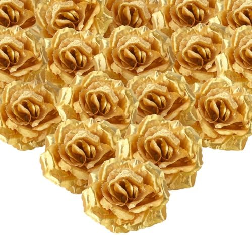Amazon.com: HOKPA Gold Rose Artificial Flowers, 40 Pcs 3.15 Inch Fake ...
