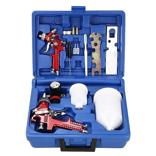 HVLP Air Gravity Spray Gun Set, 2Pcs Sprayer Paint Gun with 0.8mm 150ml ...