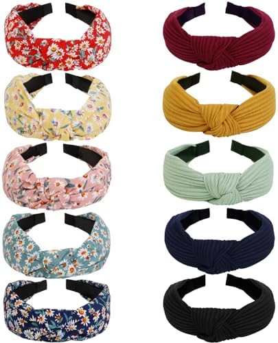 Amazon.com: WOVOWOVO 10 Packs Knotted Headbands for Women Knotted ...