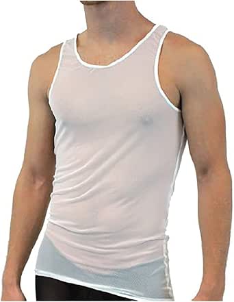 NEPTIO Men's Neo Mesh Stretch Fishnet Tank Top White 2XL at Amazon Men ...