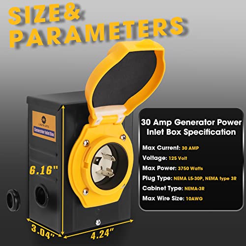 Snapklik.com : LAZMUMI 30 Amp Generator Power Inlet Box,NEMA 3R L5-30P ...