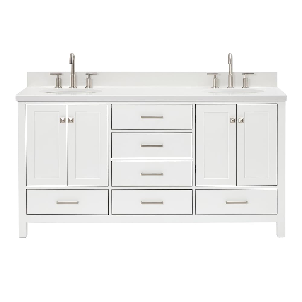 Amazon.com: ARIEL Double Bathroom Vanity 67" Inch in White with 1.5 ...