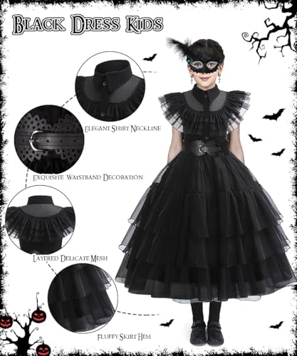TOLOYE Gothic Dress Kids, Gothic Black Costume with Gothic Jewellery ...