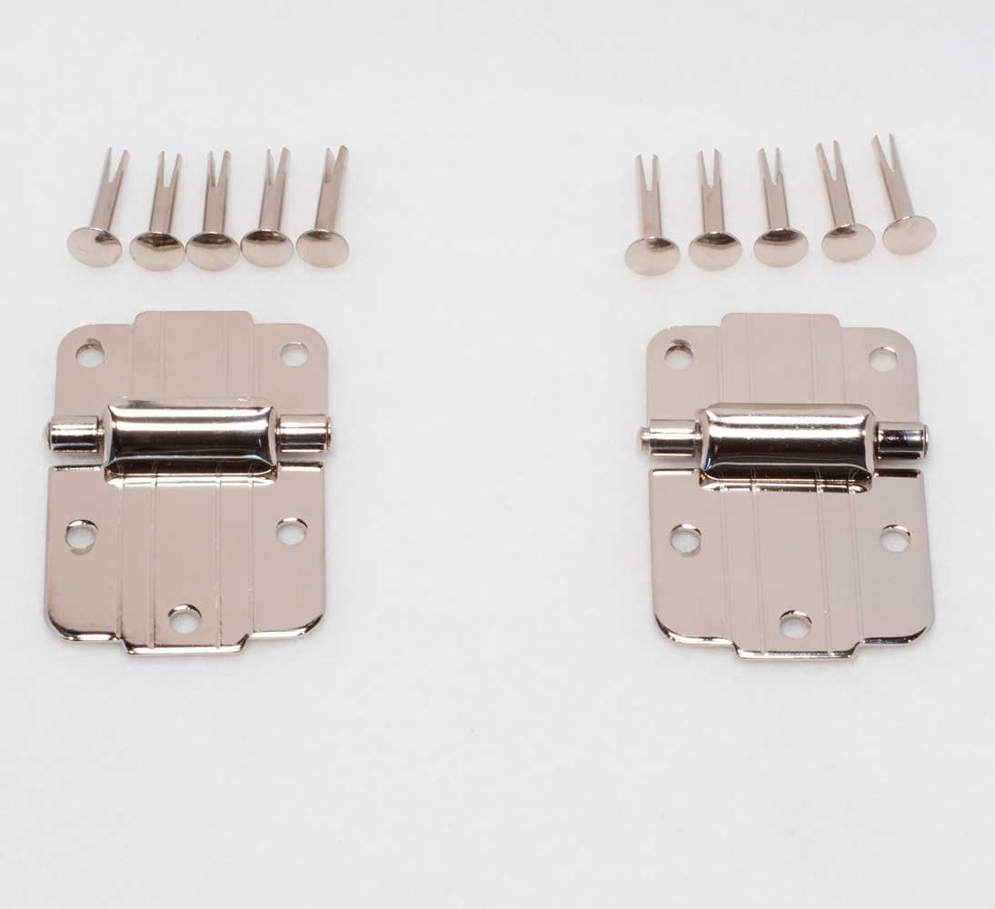 Amazon.com: Pair of Polished Nickel Hinges with Rivets for Wood Tool ...