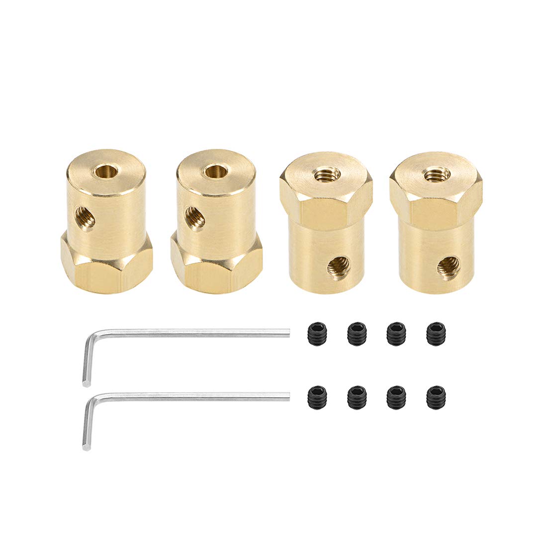 Amazon.com: uxcell Hex Coupler 3mm Bore Motor Hex Brass Shaft Coupling ...
