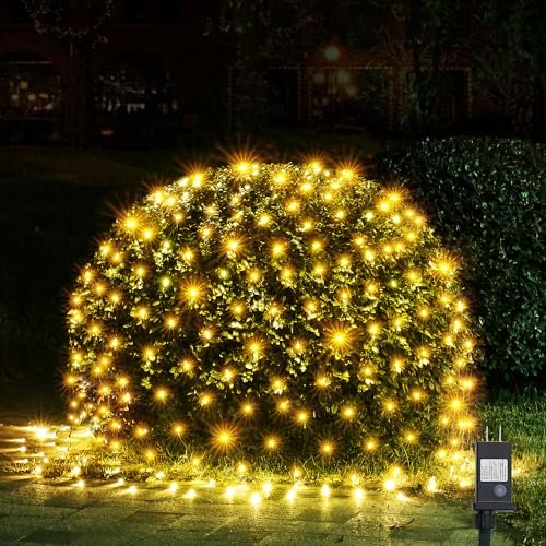 WBao Christmas Net Lights, 200LED 8.4ft x 5.2ft Christmas Bushes Lights ...