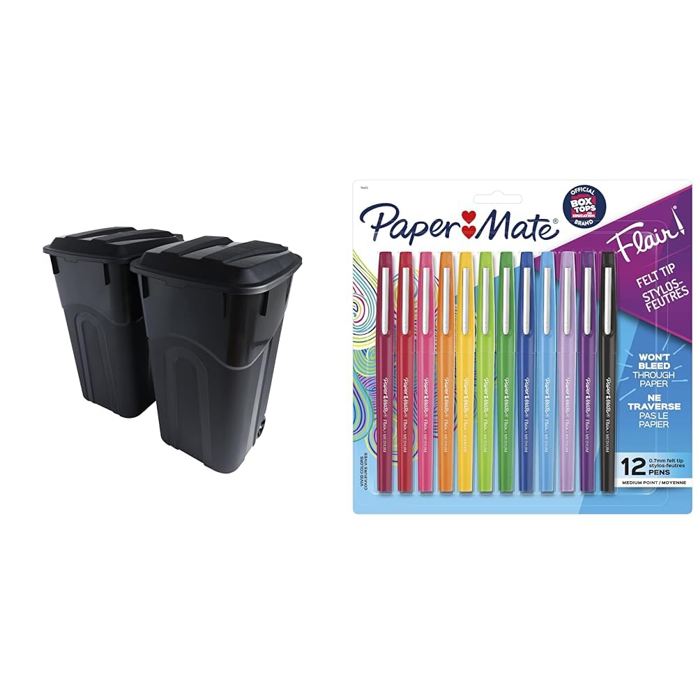 Amazon.com: United Solutions 32 Gallon Wheeled Outdoor Garbage Can with ...