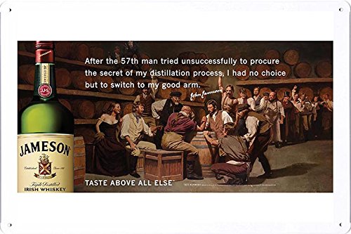 Tin Sign Metal Poster Plate (8"x12") of Jameson Whiskey: Legendary ...