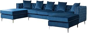 Amazon.com: Maykoosh Gothic Glamour Velvet Double Chaise Sectional Sofa ...