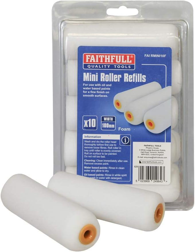 Faithfull Mini Roller Refills - Foam (Pack of 10) : Amazon.co.uk: DIY ...
