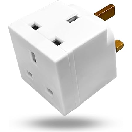 2 Way 3 Pin Plug Adapter - 13A Multi-Plug Power Adaptor Extension With ...