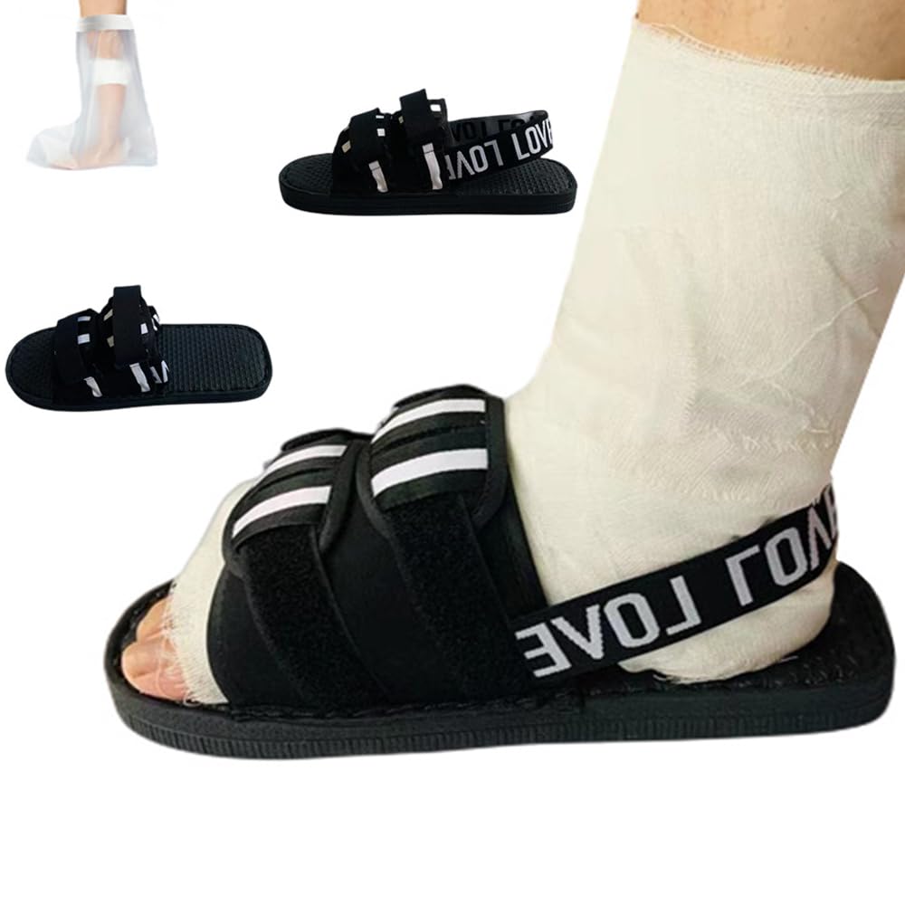 Post Op Shoe With Waterproof Leg Cast Cover Adjustable Walking ...