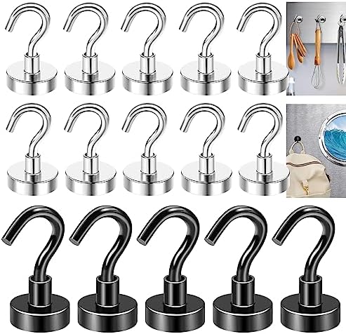 Daily Treasures 15 Pack Magnetic Hooks, 5Pack 22KG(48.5lb) Strong ...