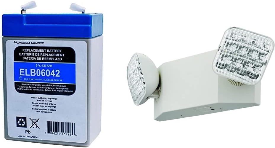 Lithonia Lighting ELB 06042 Battery Emergency Replacement Batter, 6 ...