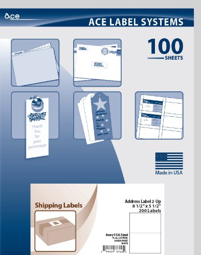 Ace Label Half Sheet Shipping Labels for Laser and Inkjet Printer ...