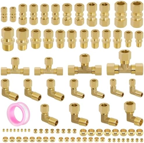 Amazon.com: TRUSTKITS 88 Pcs Brass Compression Tube Pipe Fittings Kit ...