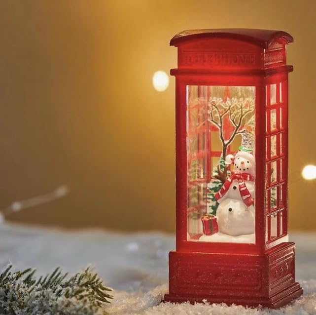 Christmas Snowman Phone Box Lantern, LED Light Decoration, Red ...