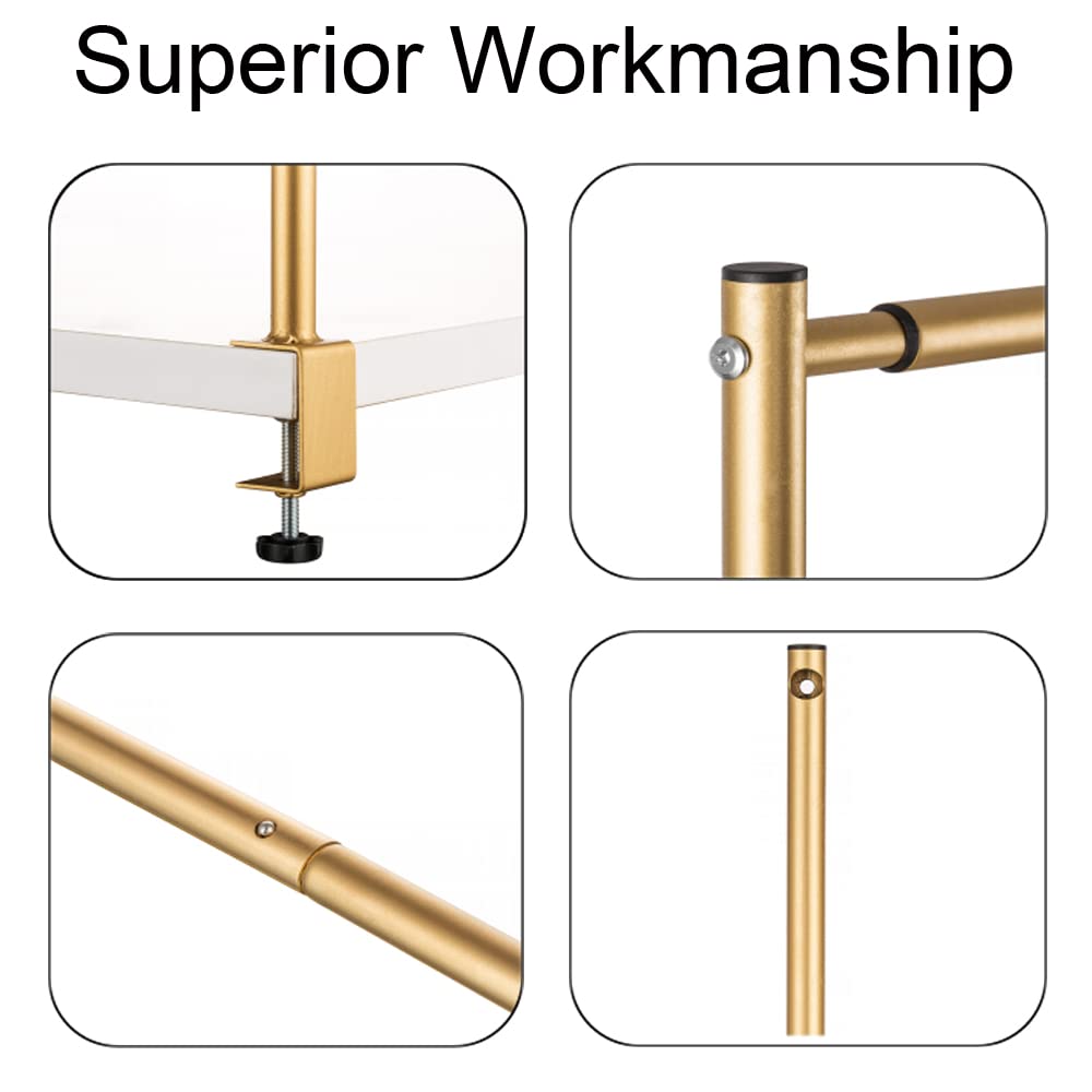 Inweder 44" Tall Over the Table Rod Stand with Clamps, Adjustable Gold ...