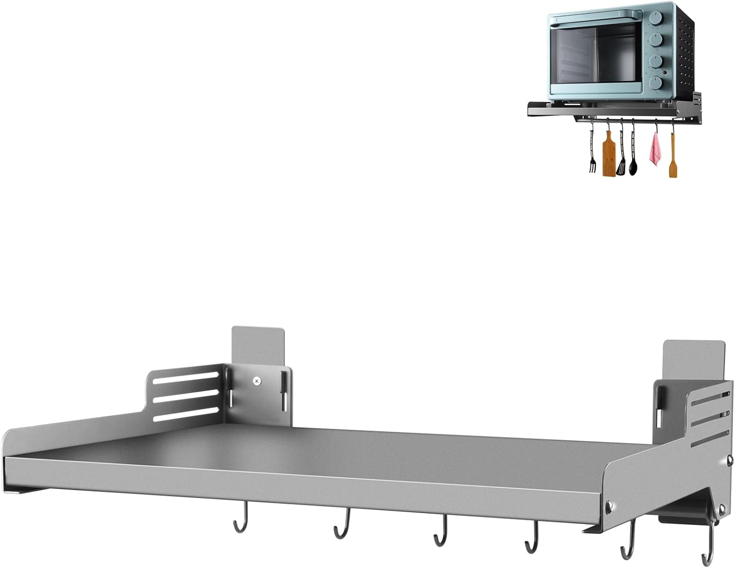 Amazon.com - Wall Mount Microwave Oven Shelf with 4 Stainless Steel ...