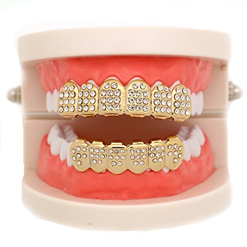 Snapklik.com : 14k Gold 6 Teeth Grillz Hip Hop Joker Diamond Top ...