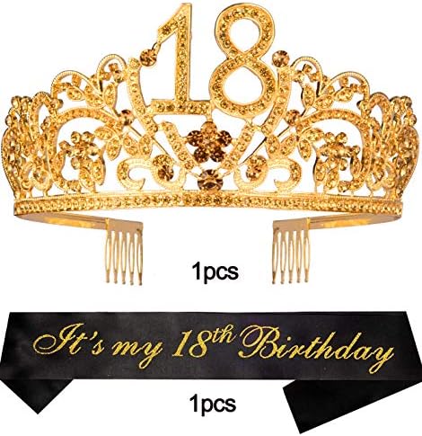 Amazon.com: 18th Birthday Sash and Tiara for Happy 18th Birthday ...