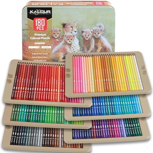 KALOUR PDAS 180 Colored Pencil Set for Adults & Artists, Rich Pigment ...