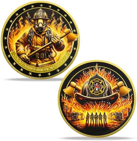 Amazon.com : AtSKnSK Firefighters Challenge Coin (Fire Rescue) : Office ...