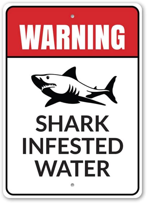 Amazon.com : Warning: Shark Infested Water, Warning Sign, No Swimming ...