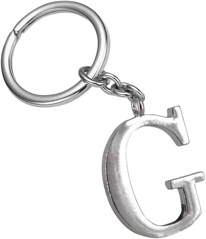 Amazon.com: Z528_B Silver Adorable Alphabet Initial Letter G Keychain ...