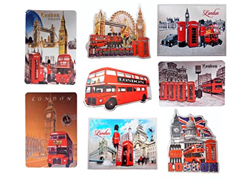 Set of 8 London England UK Famous Icons Acrylic Foil Fridge Magnets ...