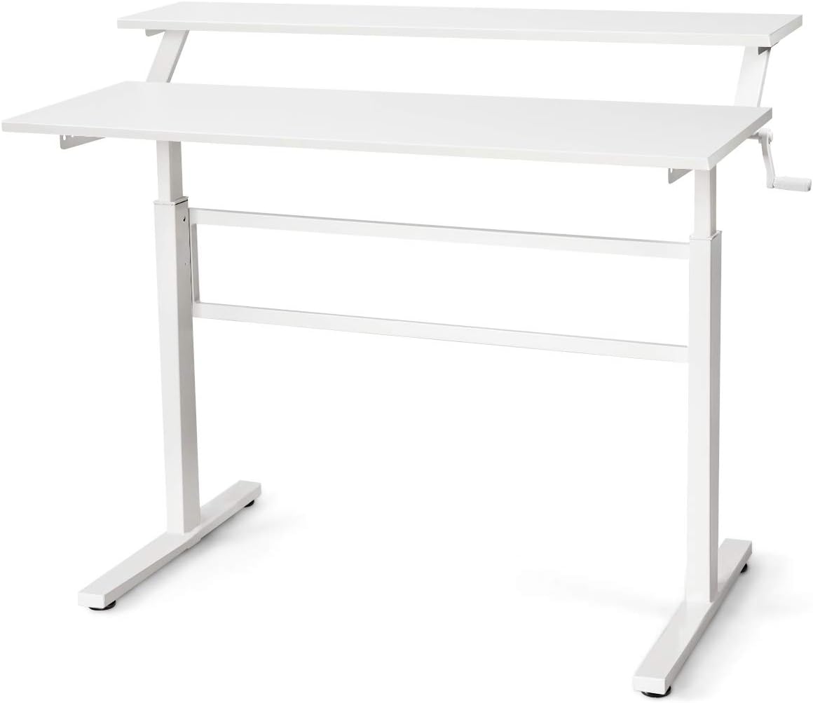 Tangkula – Escritorio de pie con 2 niveles de altura ajustable para ...