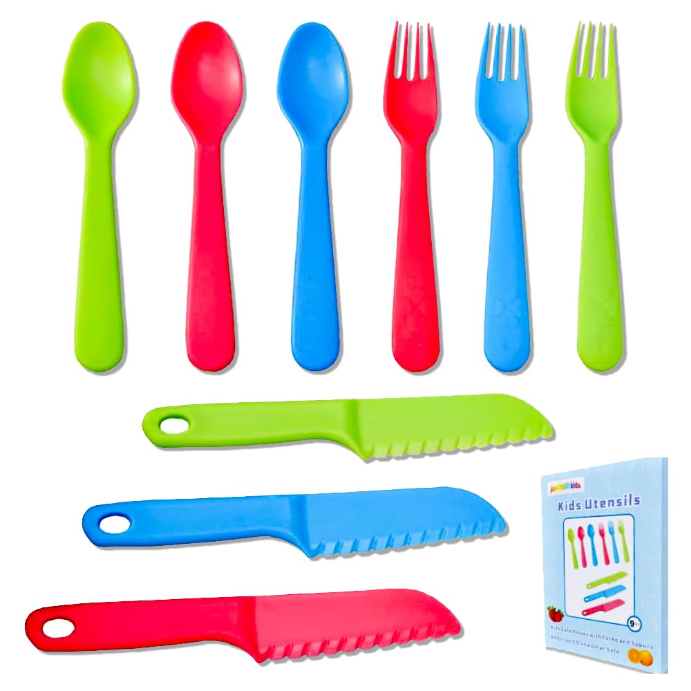 Amazon.com: Kids Cutlery Set - Jawbush 9 Pcs Plastic Toddler Utensils ...