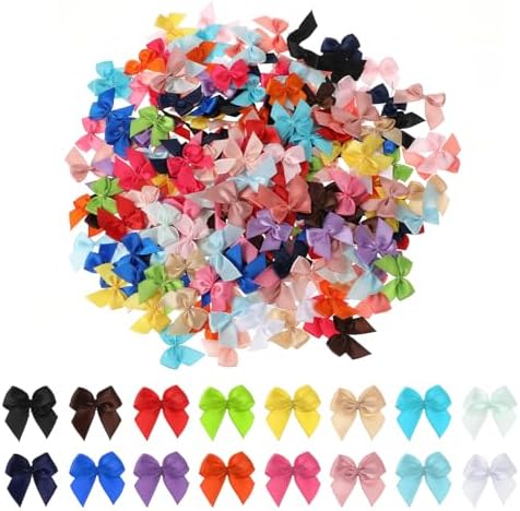 Amazon.com: 200pcs Colourful Mini Satin Ribbon Bows for DIY Christmas ...