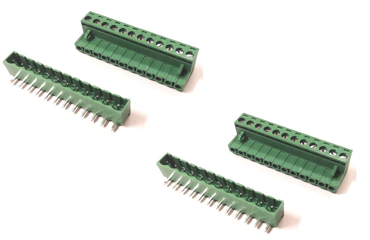 ESPtronics 2 Pair 12 Pin Right Angle Screw Terminal Block Male Female ...