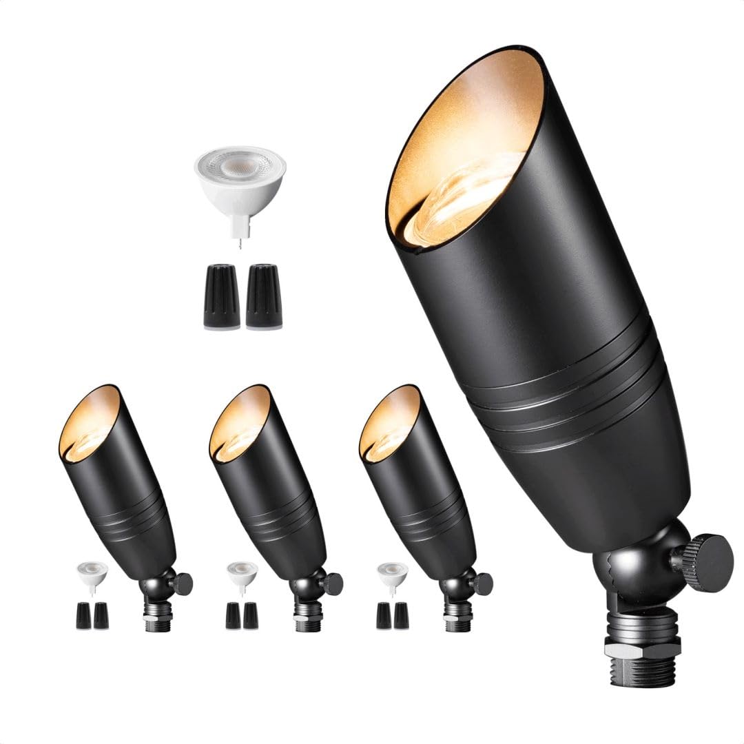 Gardenreet Brass Landscape Lighting - Black Low Voltage Spotlights ...