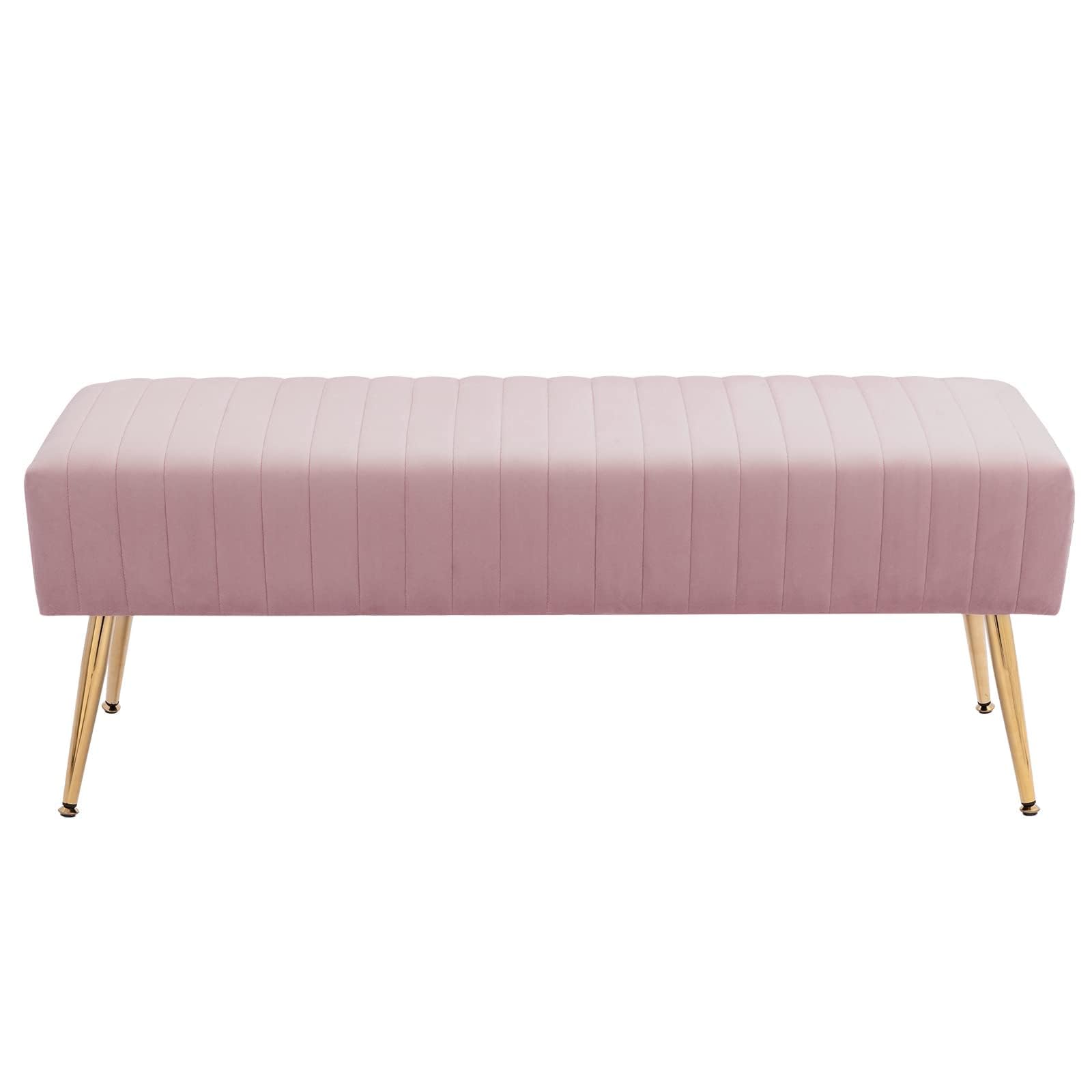 Amazon.com: Furniliving 44 Inch Velvet Bench, Upholstered Tufted ...