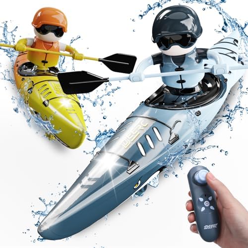DEERC RC Kayak Boat for Kids,2.4 Ghz Remote Control Shark Boat Toys W ...