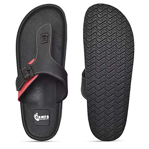 Buy COMFO Mens Indoor|Outdoor Daily Use Chappal|Slippers(Black Base ...