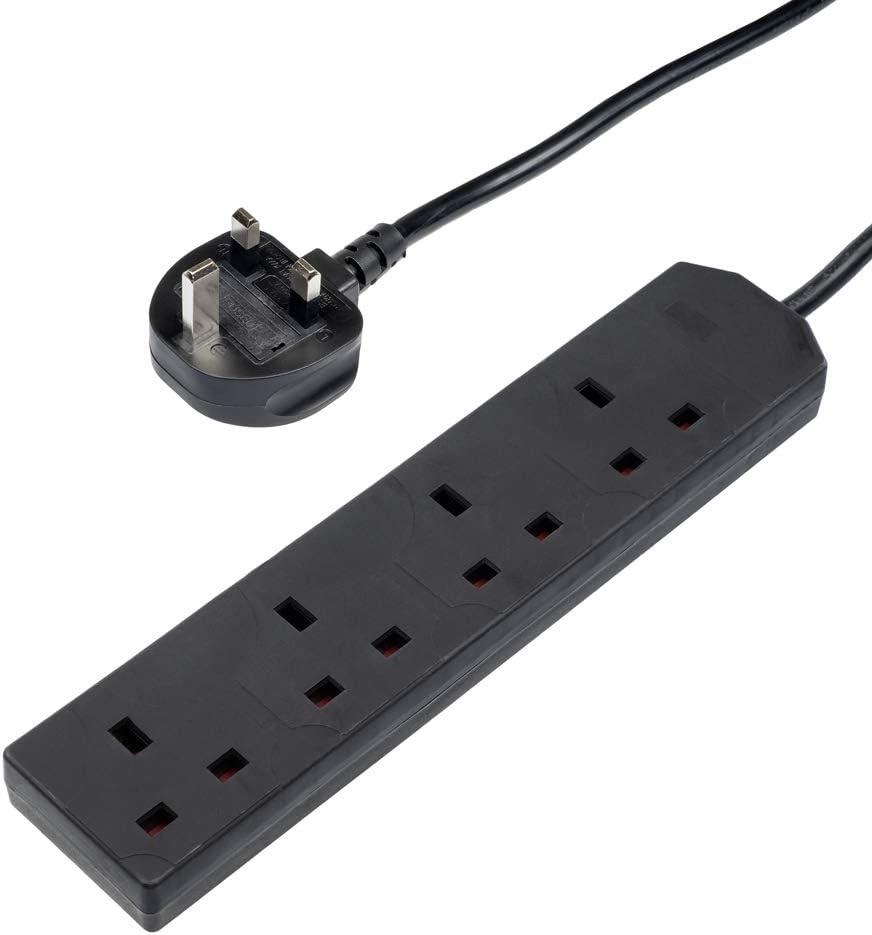 Invero® 4 Way Gang Power Mains Extension Lead 15M Metre Cable British ...