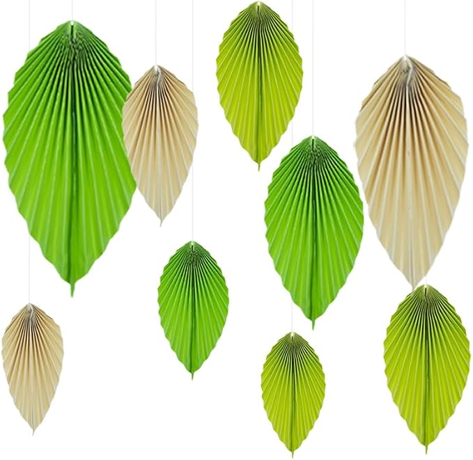 Amazon.com: 9 Pieces Paper Fan Party Decoration Paper Leaves ...