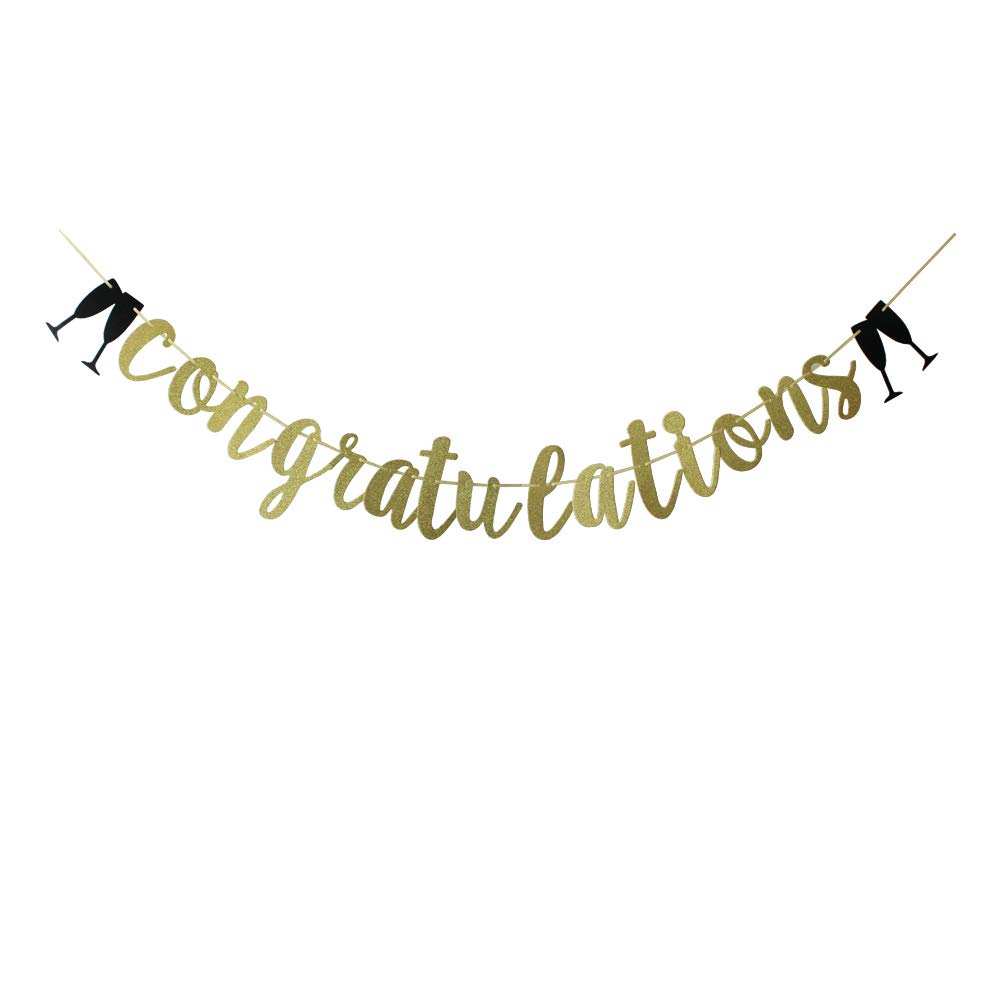 Congratulations Gold Glitter Banner Celebrating Theme Party Sign ...